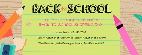 Back To School Blank Invitations